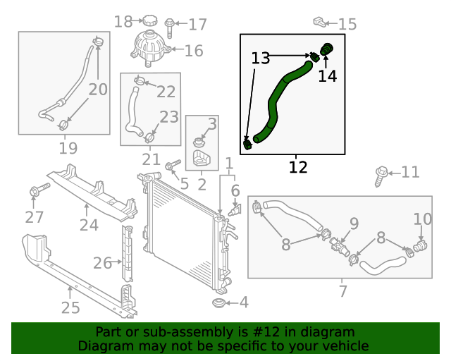25414-D9600 - Upper Hose 2017-2022 Kia Sportage | Kia.Parts Store