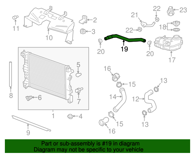 2013-2021 GM Engine Coolant Reservoir Hose 96968691 GM | GMPartsDirect.com