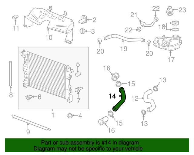 96968500 - Radiator Outlet Hose 2013-2021 GM | AutoNationParts.com