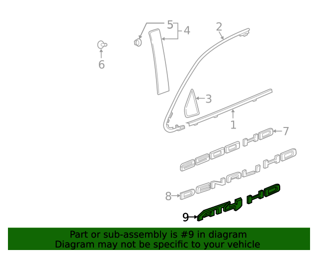 84337614 GM Chrome Front Driver Side Door Marketing Name Plate | GM ...