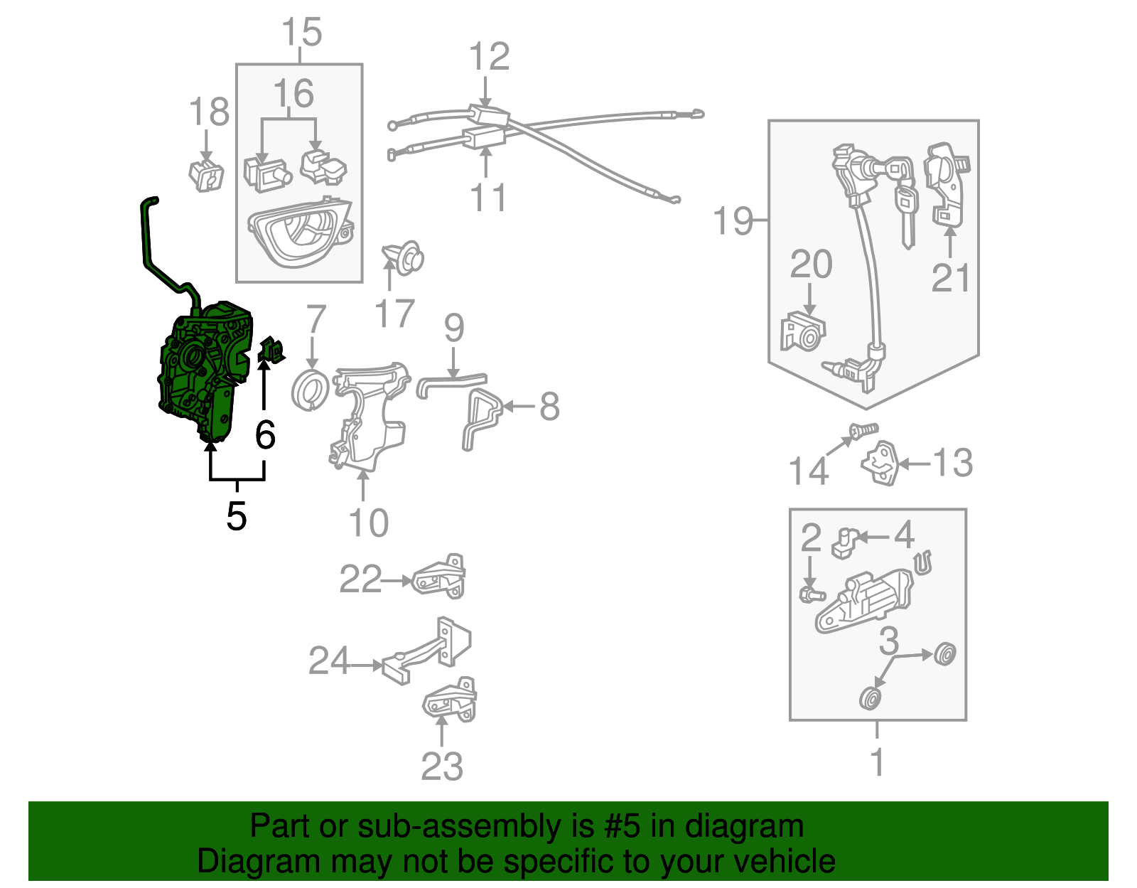 72150-TK6-A02 - 2009-2014 Honda Fit - Latch Assembly L Front Door Power ...