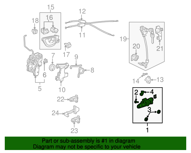 72180-TK6-A41ZK - Handle Assembly, L Front Door (Outer) *BG59M* (Blue ...