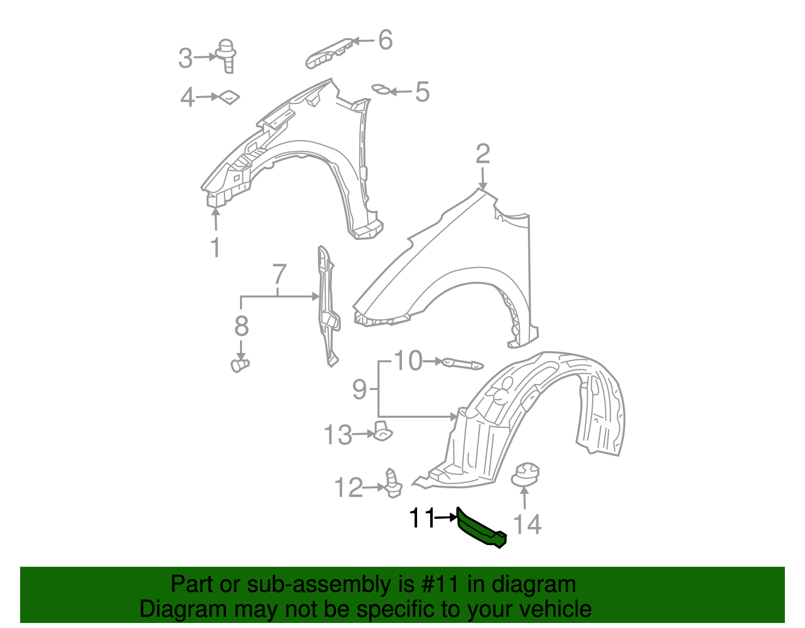2004-2009 Toyota Prius Fender Liner Pad 53852-47010 | Toyota Parts Center