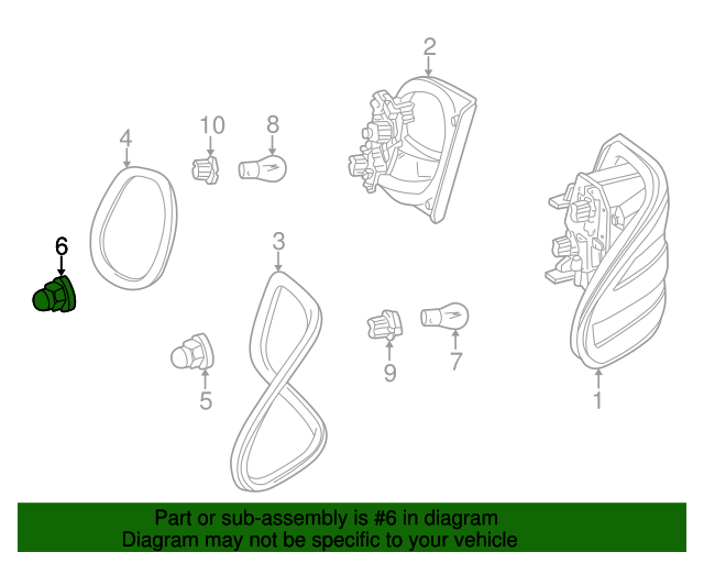 1996-2023 Mercedes-Benz Tail Lamp Assembly Nut 210-990-00-53 | MB OEM Parts