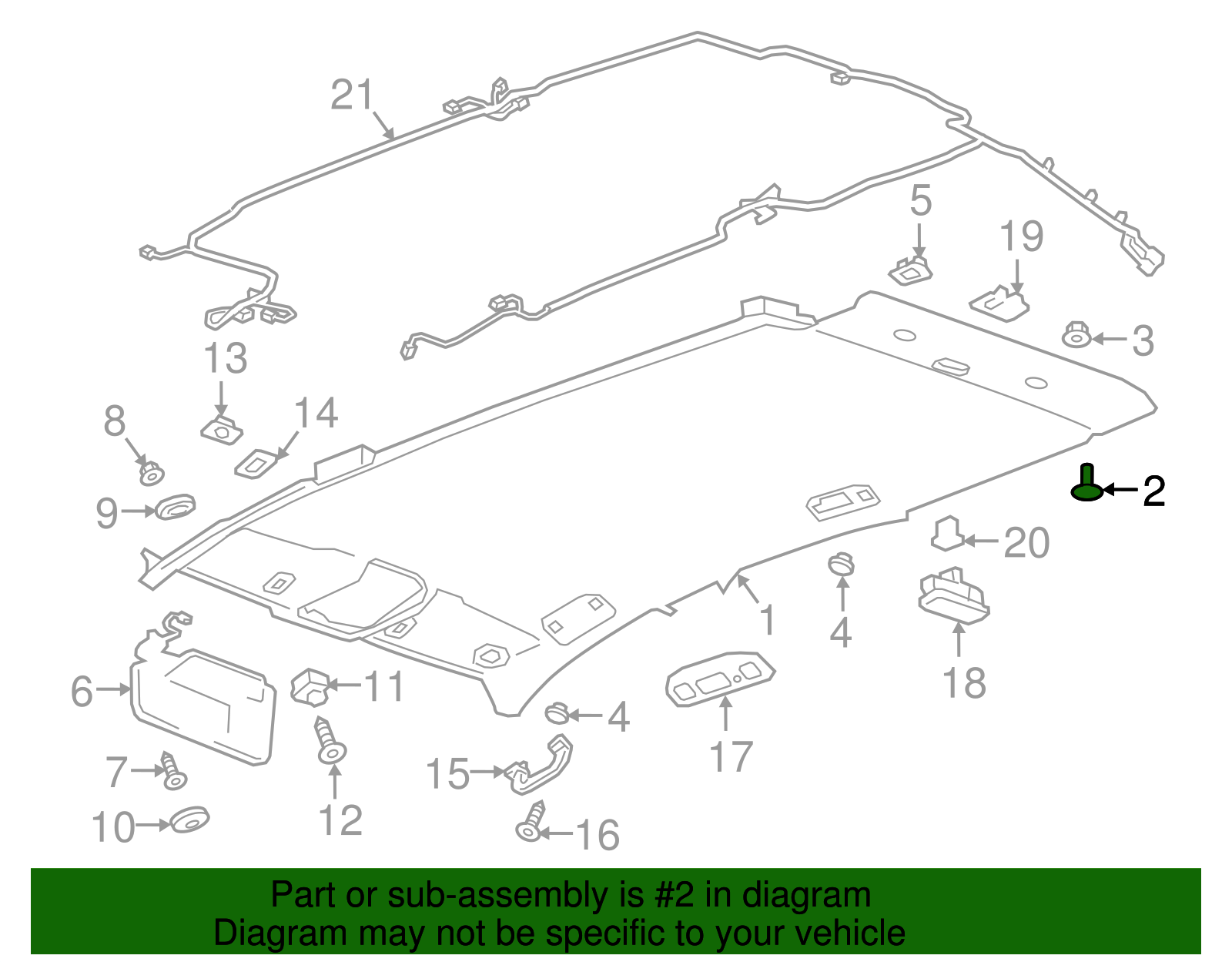 2018-2024 GMC Terrain Headliner Retainer 23376167 | GM Parts Center