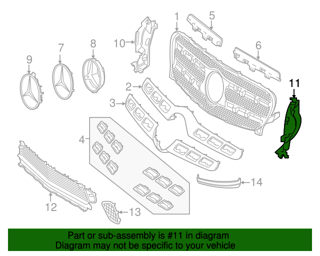 156-888-07-00 - Radiator Support Air Deflector 2018-2020 Mercedes-Benz ...