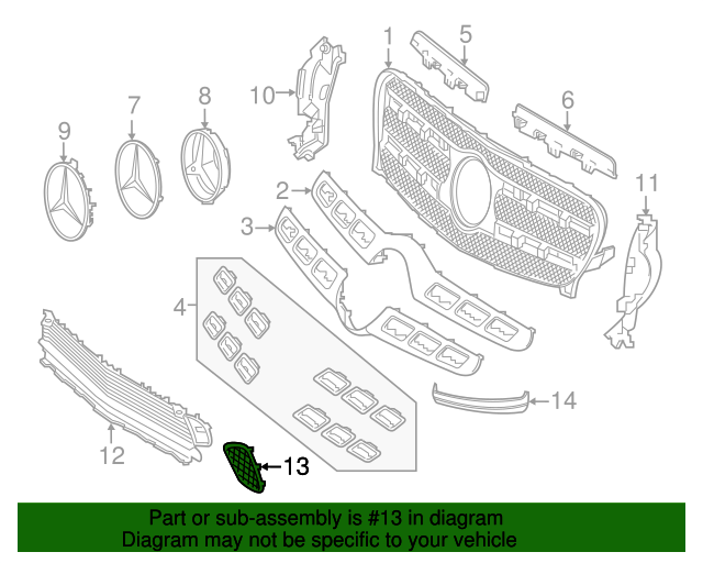 156-885-67-00 - Lower Grille 2018-2020 Mercedes-Benz | Mercedes-Benz ...