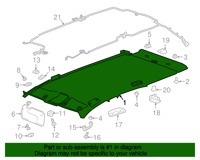 2018-2023 Chevrolet Equinox Gray Headlining Trim Panel 84489859 ...