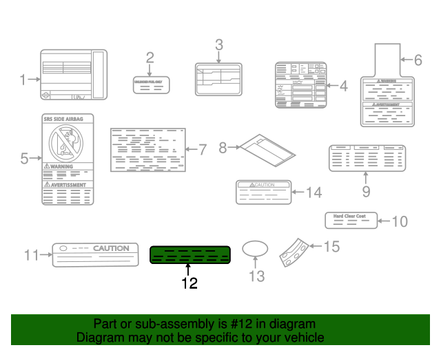 2009-2020 Nissan Caution Label 99053-1CA0A | TascaParts.com