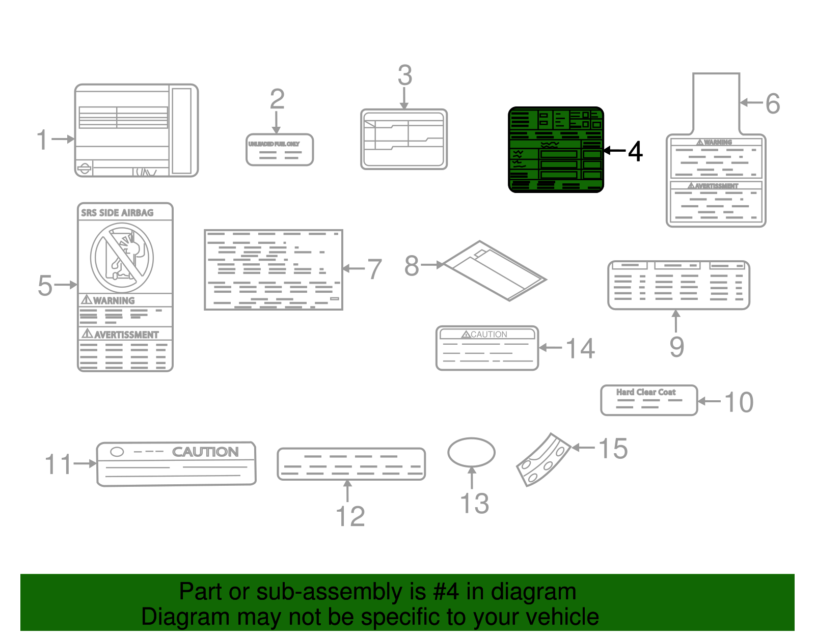 2009-2020 Nissan 370Z Tire Info Label 99090-1EJ0A | Parts for Nissans