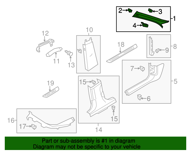 4G0-867-233-C-JY1 - Body A-Pillar Trim Panel 2016-2018 Audi ...