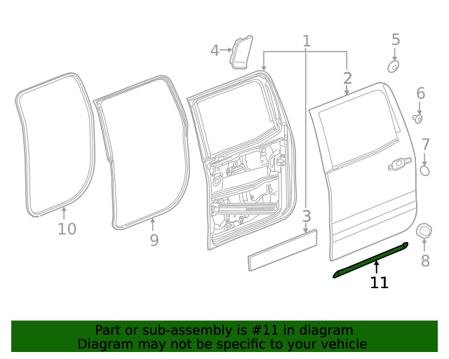 2020-2023 GM Rear Passenger Side Door Lower Auxiliary Weatherstrip ...