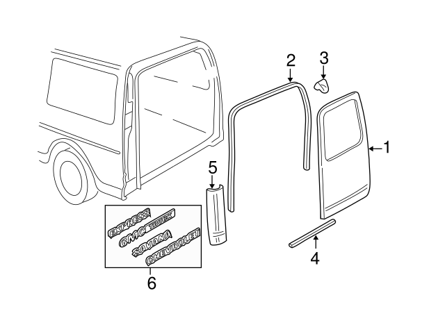 1996-2002 GM Rear Door Savana Name Plate 15769414 | TascaParts.com