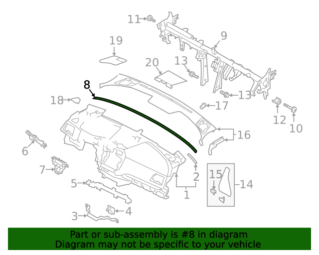 2019-2022 Subaru Ascent Seal Strip 66226XC00A | Subaru Parts For You