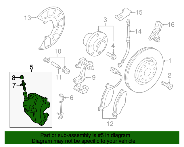 1K0-615-124-E - Caliper 2006-2015 Audi | Audi OEM Parts