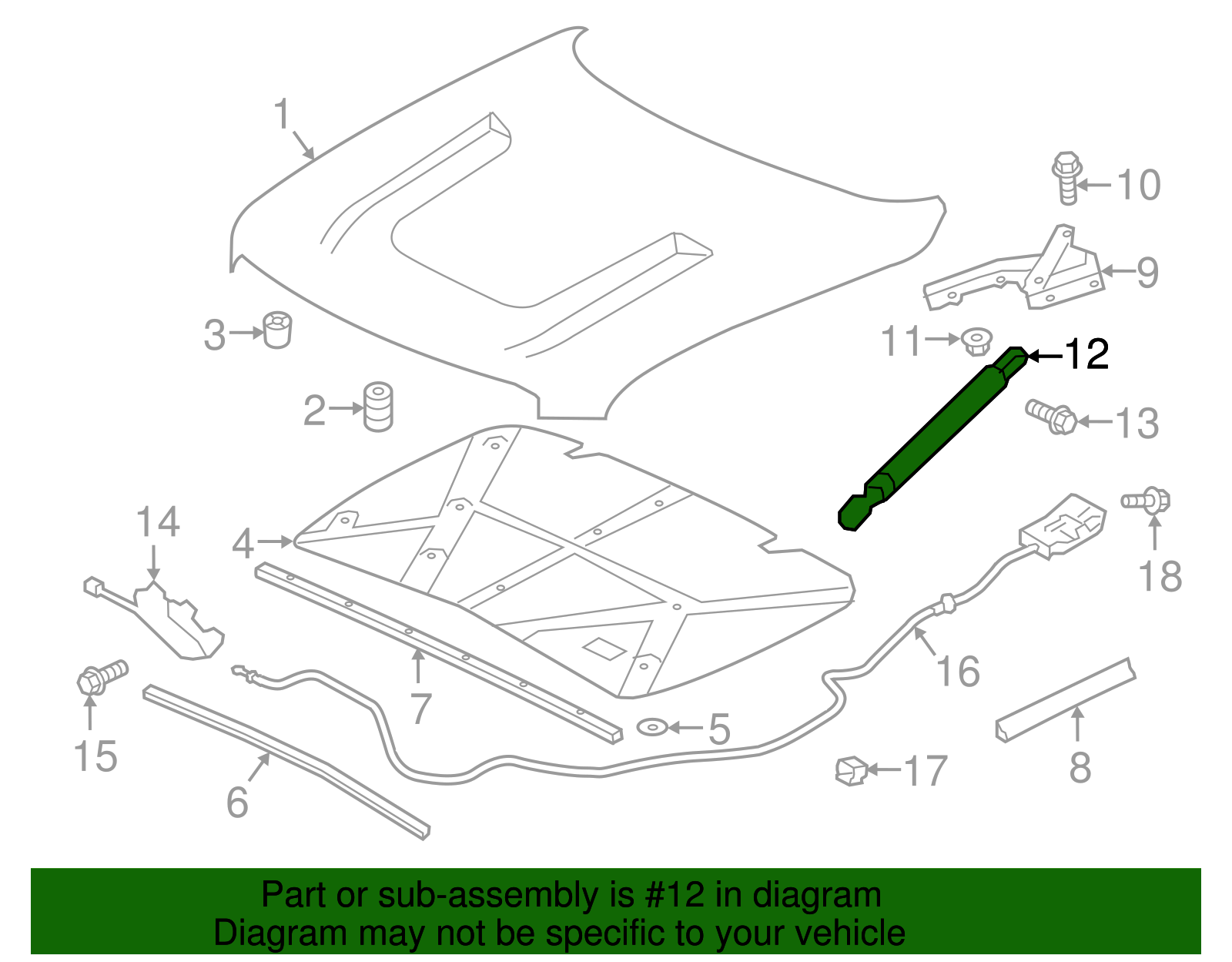 2016-2024 Nissan Support Cylinder 65470-9FW0A | Nissan Parts OEM