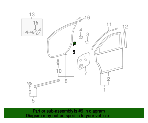 2008-2024 Toyota Door Weather-Strip Retainer 67869-24010 | Toyota Parts ...