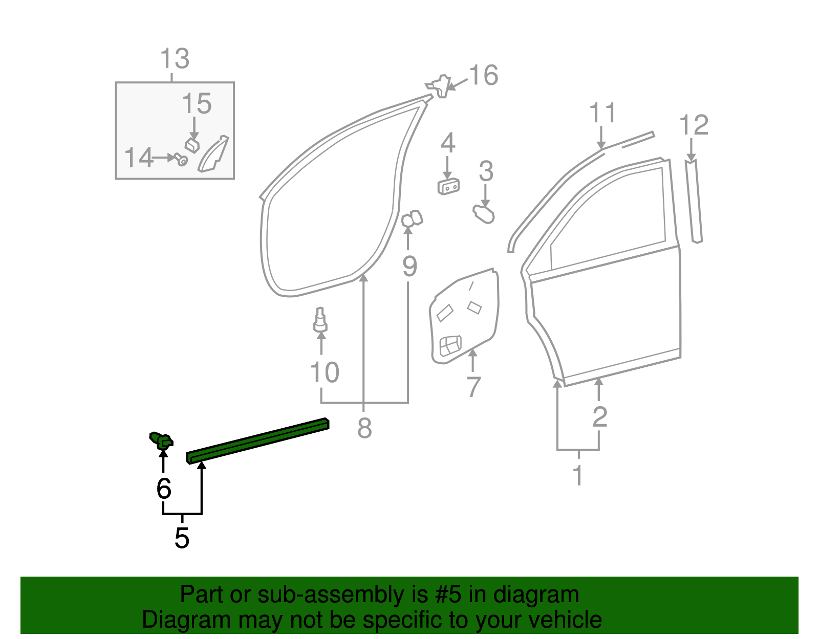 Genuine Toyota Belt Weather-Strip part# 67863-0E020 for 2008-2013 ...
