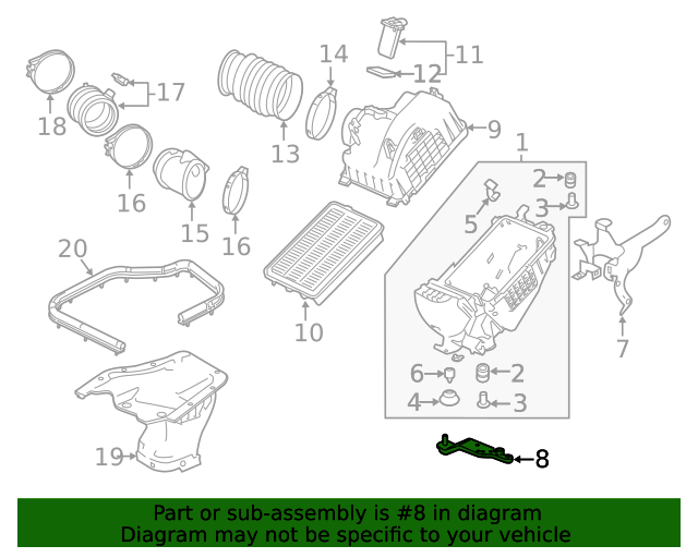 17263-5BF-A00 - Air Cleaner Body Bracket 2017-2021 Honda Civic | Honda ...