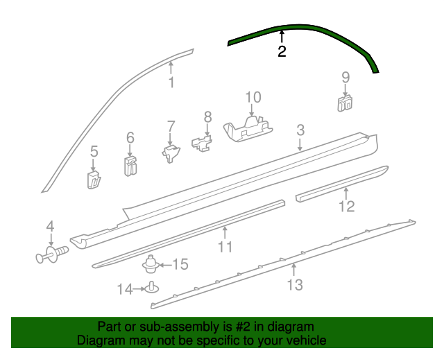 205-690-74-07 - Upper Molding 2015-2021 Mercedes-Benz | Mercedes-Benz ...