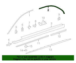 205-690-73-07 - Roof Drip Molding 2015-2021 Mercedes-Benz ...
