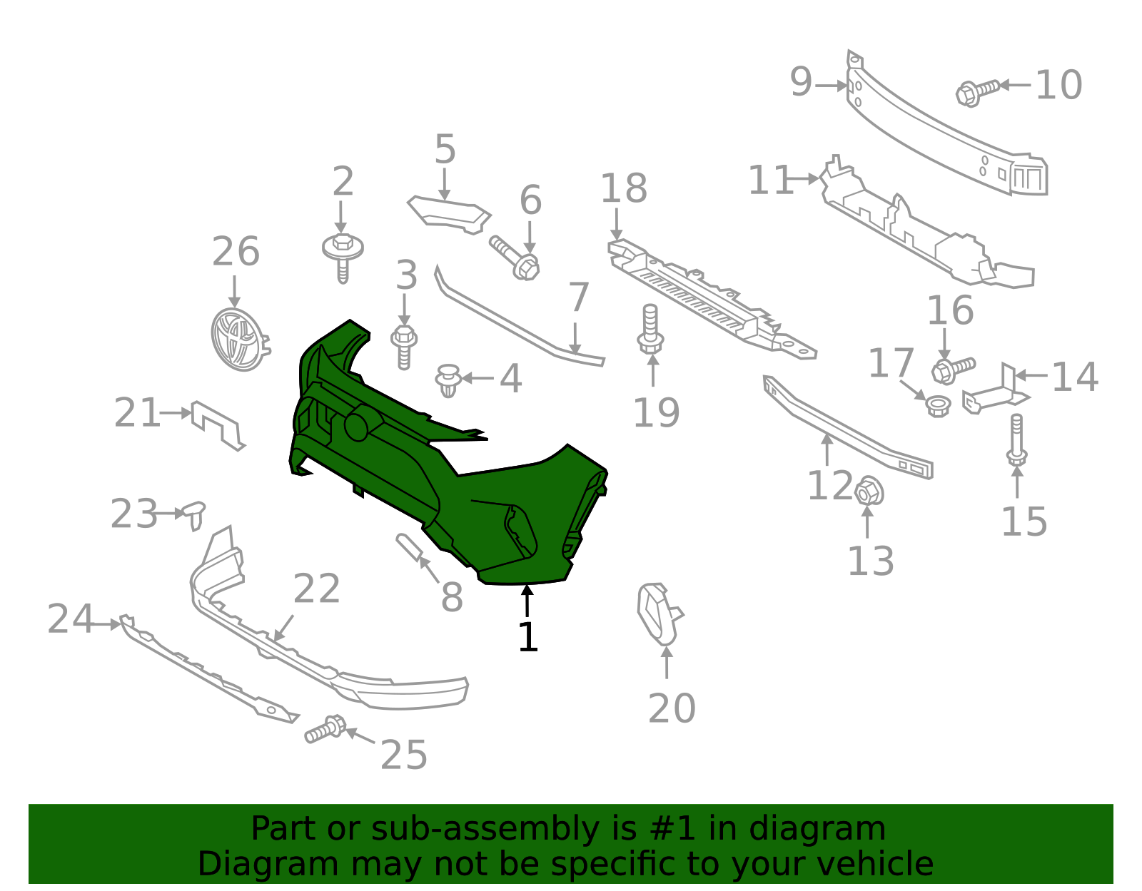 52119-0R919 - Cover Front Bumper L P 2019-2024 Toyota | Fred Haas ...