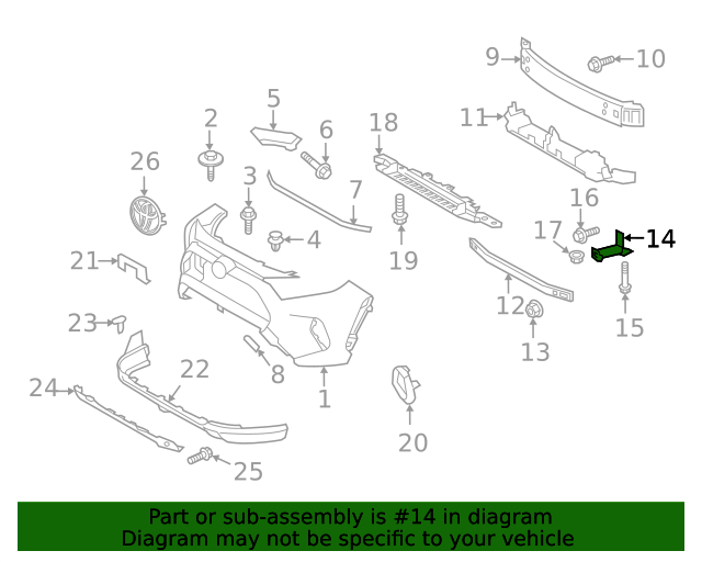 2019-2023 Toyota Bumper Impact Bar Bracket 52103-0R030 | Toyota Parts ...