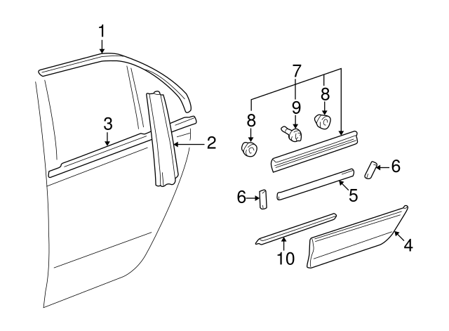 2001-2003 Lexus LS430 Body Side Molding 75741-50040-D0 | OEM Parts Online