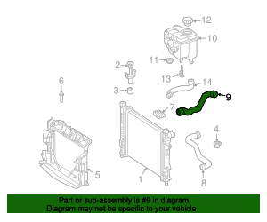 209-501-11-82 - Radiator Coolant Hose 2003-2005 Mercedes-Benz CLK 320 ...