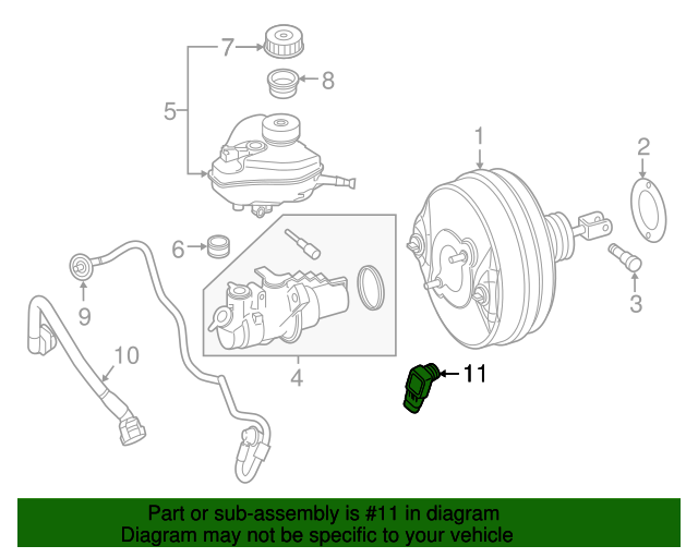 000-905-10-01-64 - Power Brake Booster Vacuum Sensor 2017-2023 Mercedes ...