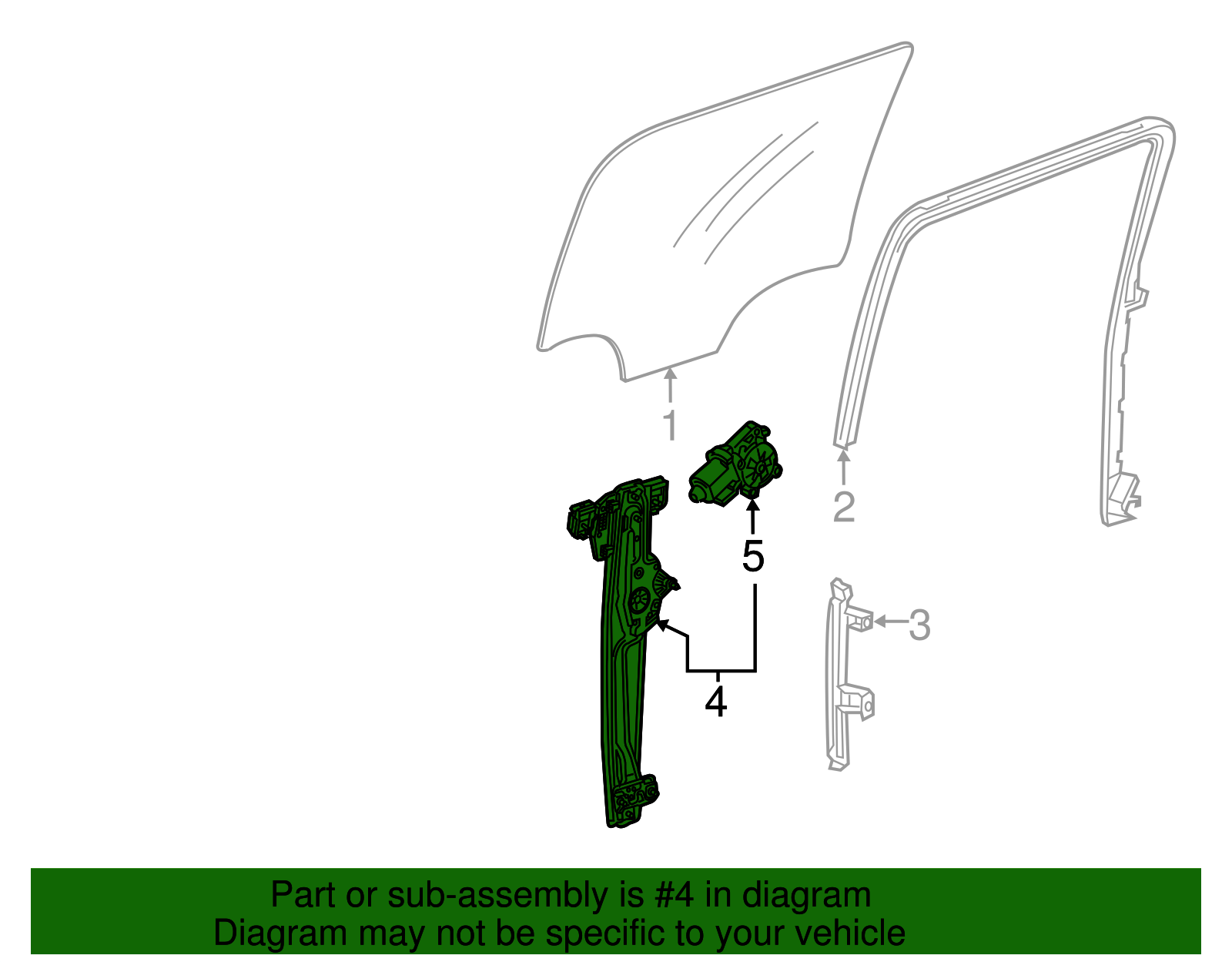 2014-2020 GM Rear Driver Side Power Window Regulator and Motor Assembly ...
