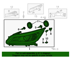 33150-T2A-A01 - Headlight Assembly L - 2013-2015 Honda Accord | Honda ...