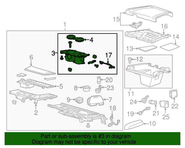 2014-2019 Cadillac Front Floor Console Cup Holder 23156256 GM ...