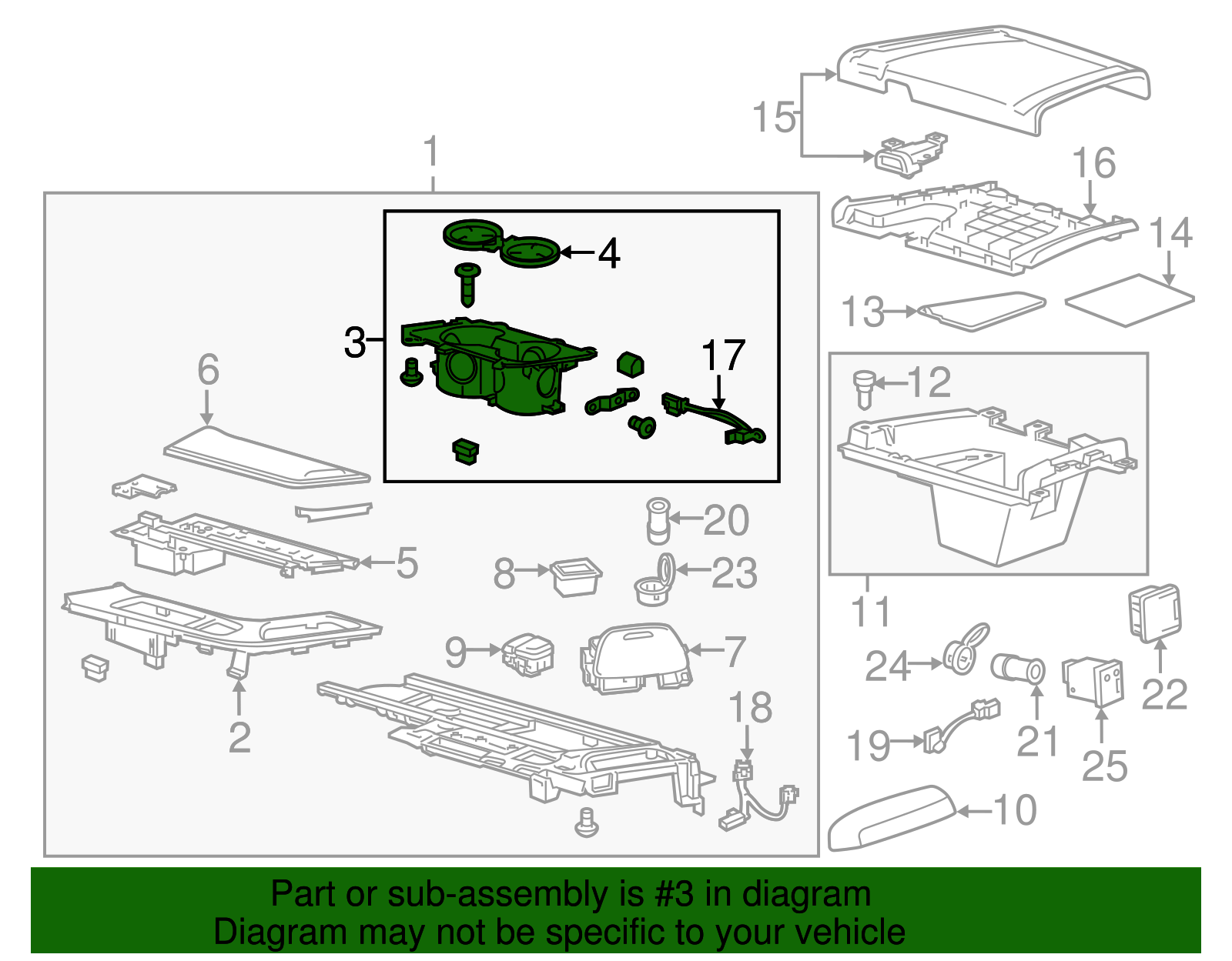 2014-2019 Cadillac Front Floor Console Cup Holder 23156256 | GM Parts ...