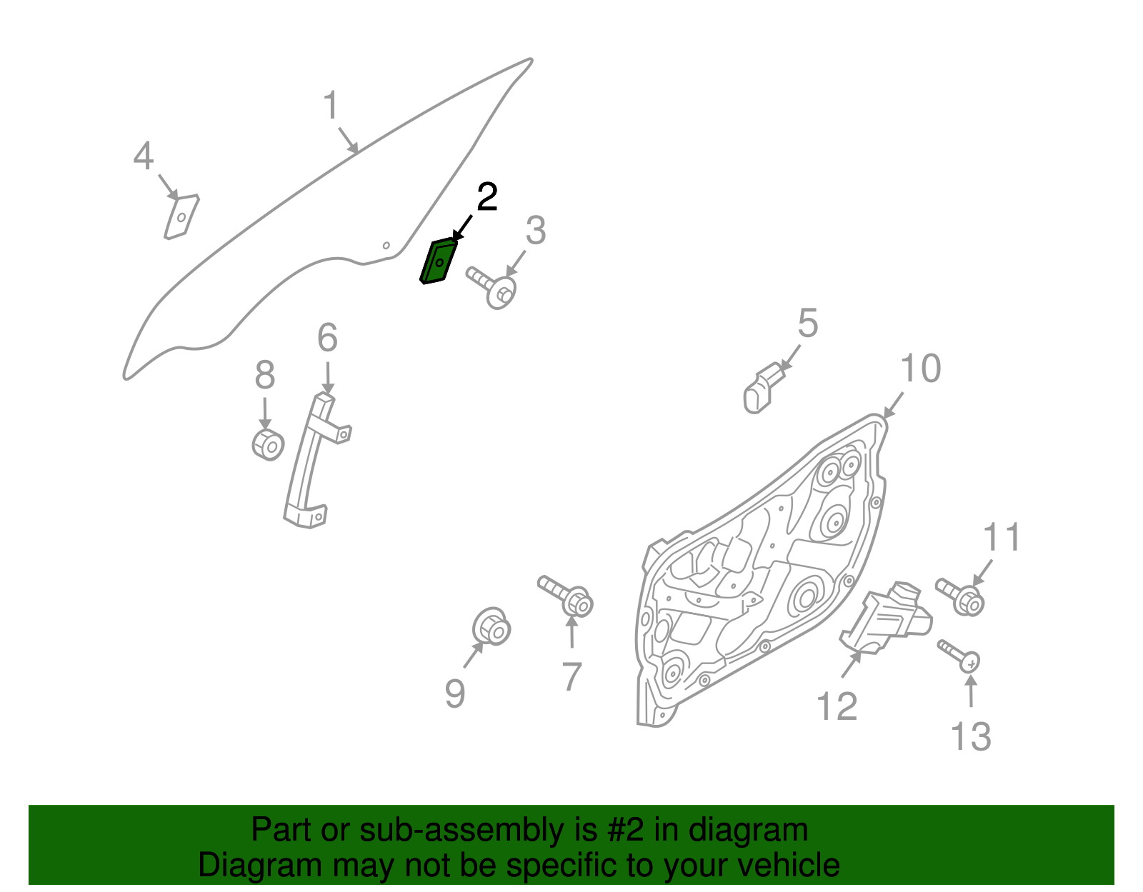 2010-2016 Hyundai Genesis Coupe Door Glass Pad 82412-2M000 | Hyundai ...