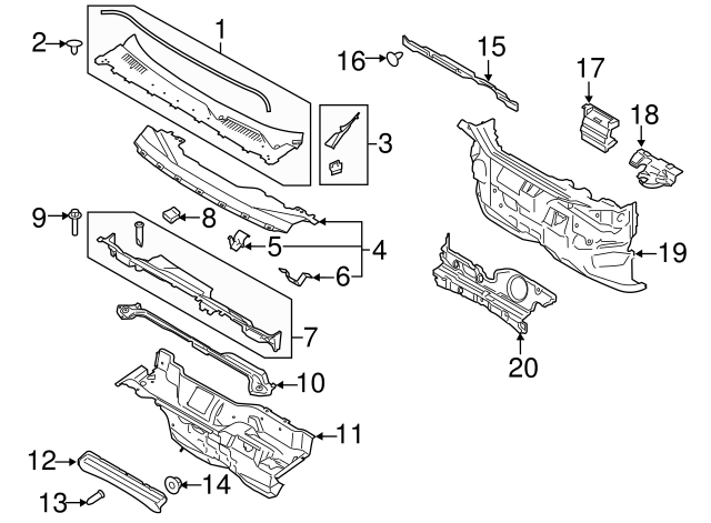 2013-2019 Ford Cowl Grille Retainer Clip W716266-S307 | OEM Parts Online