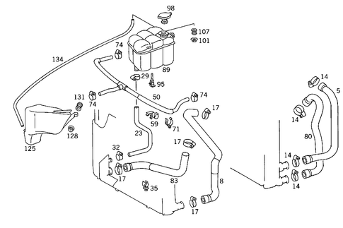 Expansion Tank, Mounting and Hoses for 1985 Mercedes-Benz 300 SD ...