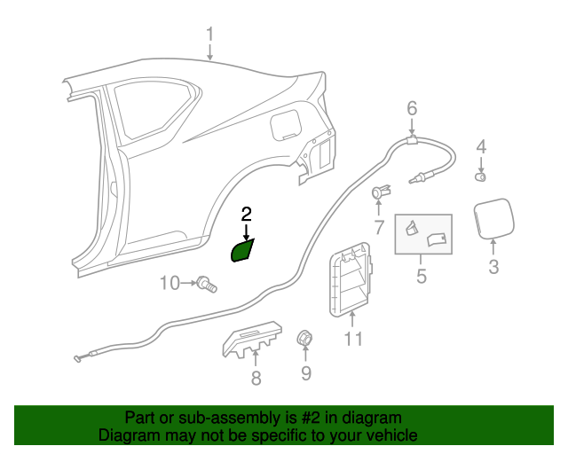 2011-2016 Scion tC Quarter Panel Protector 58747-21010 | OEM Parts Online