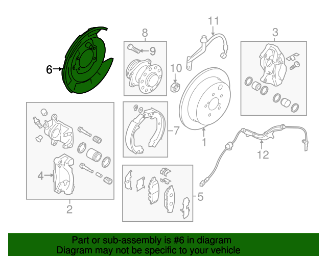 2008-2014 Subaru Impreza Backing Plate For Brake, Rear Drivers Side ...