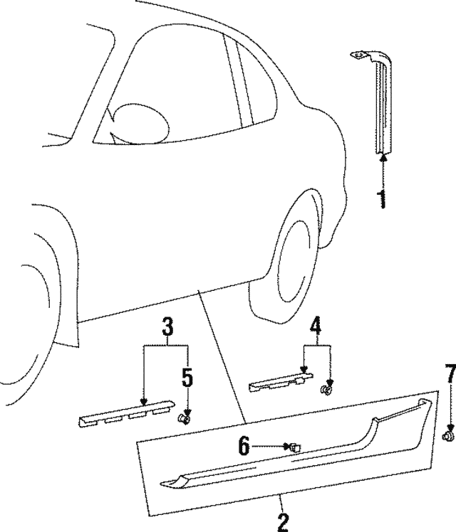 87758-27000 - Rocker Molding Retainer Bracket - 1997-2001 Hyundai ...