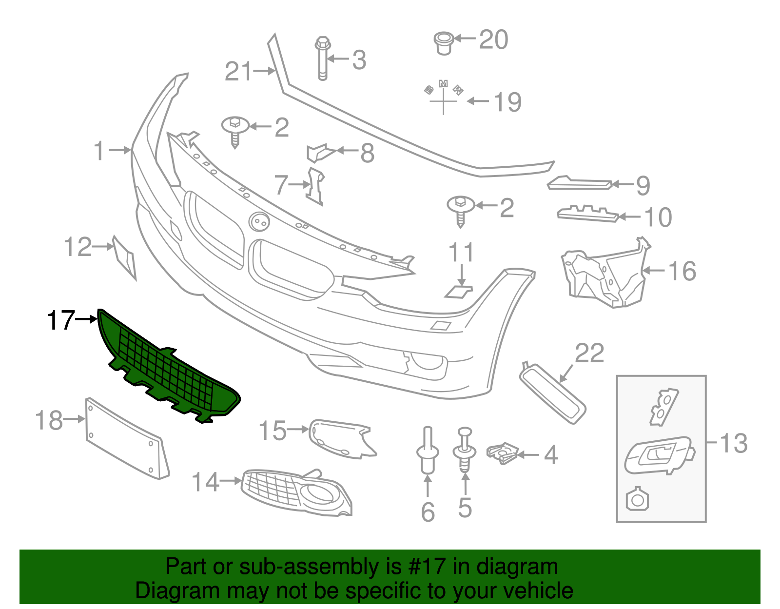 51118054503 - 2014-2020 BMW Lower Grille (51-11-8-054-503) | BMW of ...