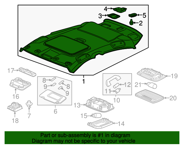 83200-T7W-A51ZA - Lining Assembly, Roof *NH882L* (Sunroof) (Platinum ...