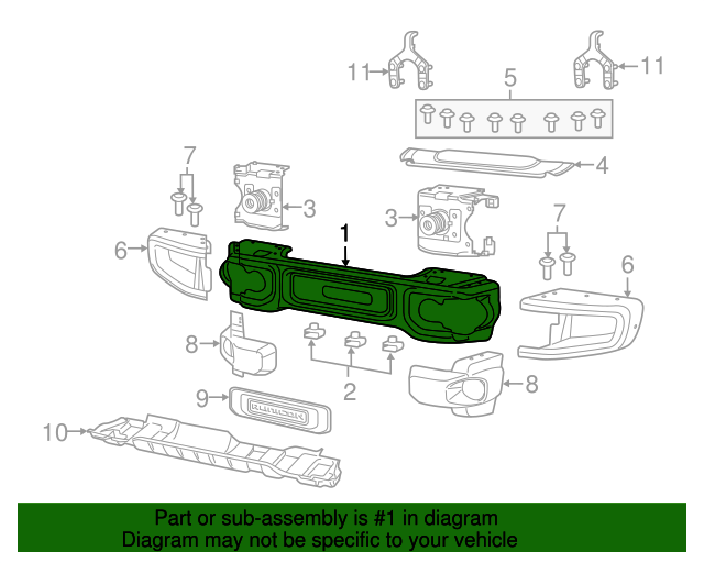 2014-2018 Jeep Bumper 68195896AC | Mopar Parts Canada