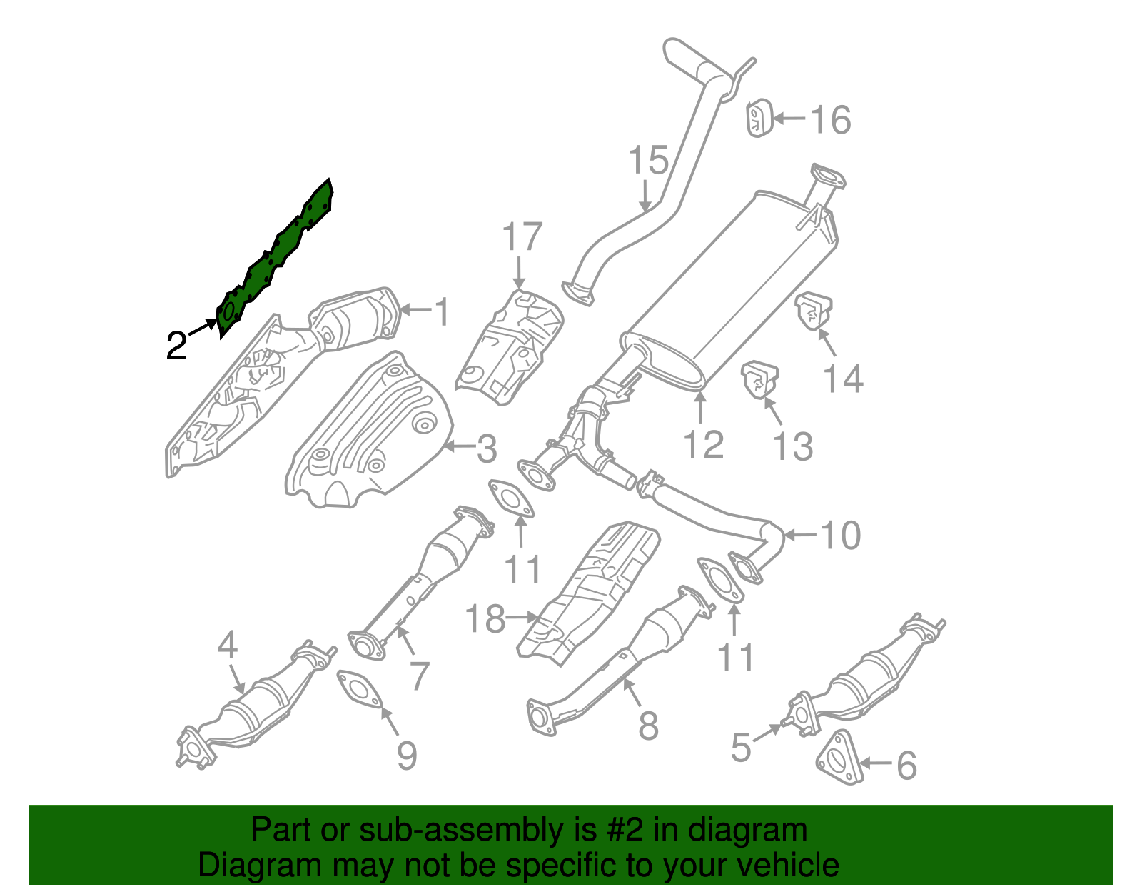 2005-2024 Nissan Manifold Gasket 14036-EA200 | Nissan Parts OEM
