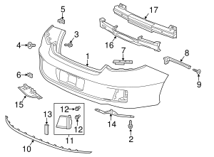 2013-2016 Honda Accord Bracket, L Rear Bumper Side 71555-T3L-A00 ...