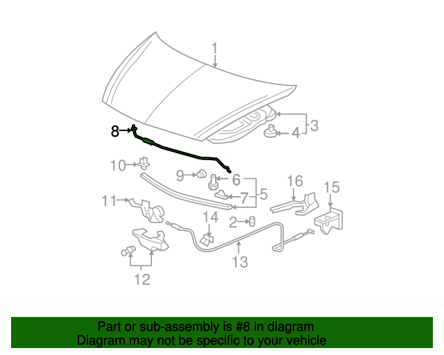 2007-2008 Honda Fit Stay, Hood Opener 74145-SLN-A00 | OEM Parts Online