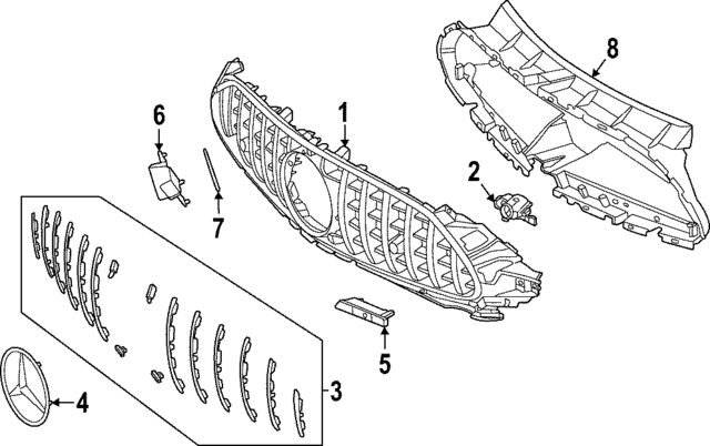 232-817-15-00 - Grille Emblem 2022-2024 Mercedes-Benz | Mercedes-Benz ...