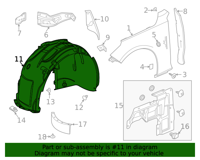 2020-2022 Cadillac CT5 Front Passenger Side Wheelhouse Liner 84926503 ...