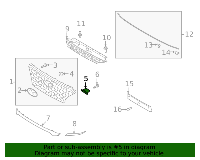Genuine Grille Bracket for 2021-2023 Hyundai Santa Fe | Part# 86355 ...