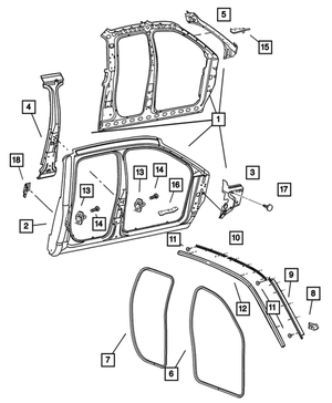 2002-2010 Dodge Body Side Seal, Left 55277191AB | Mopar eStore